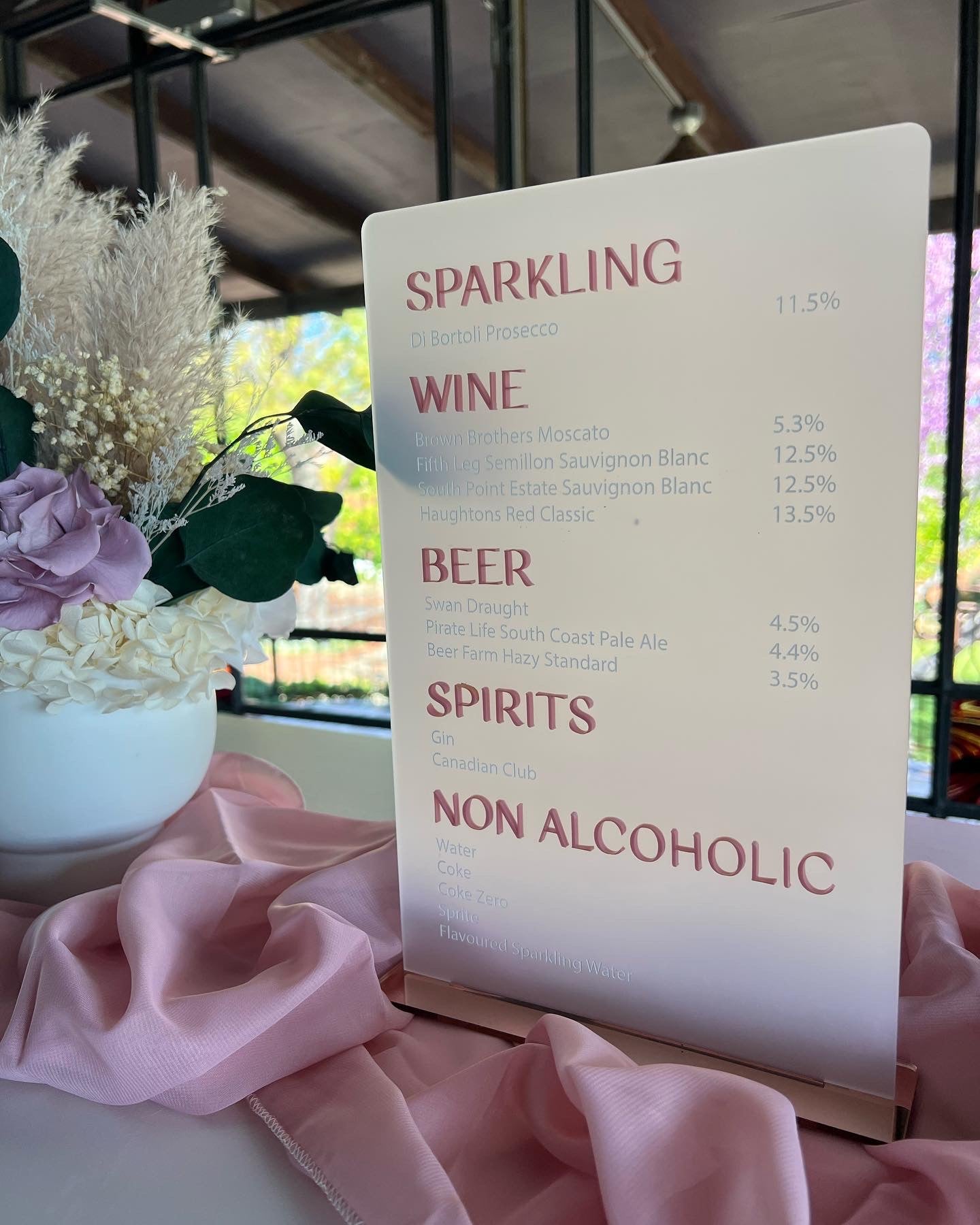 Large bar menu with 3D text – Two Daisies Creative